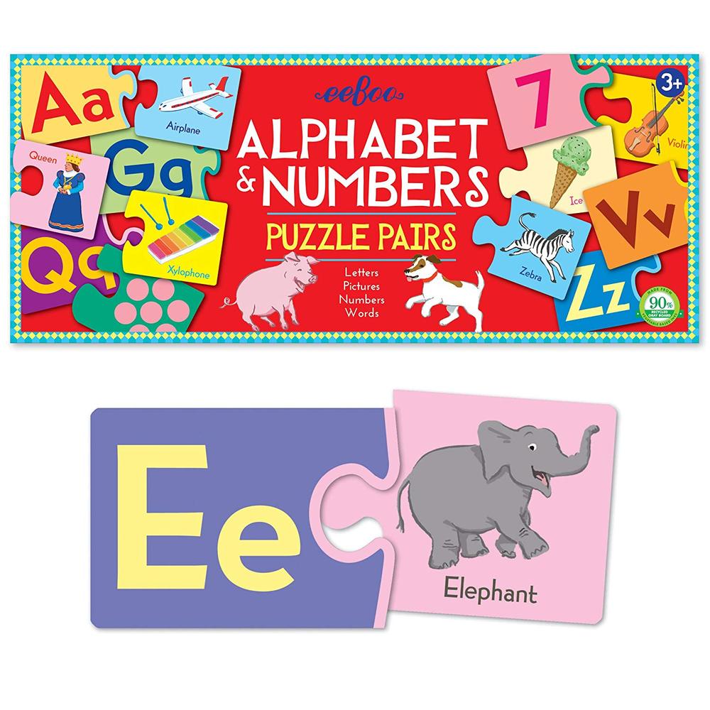 Alphabet & Number Puzzle Pairs Matching Game - Toy Sense