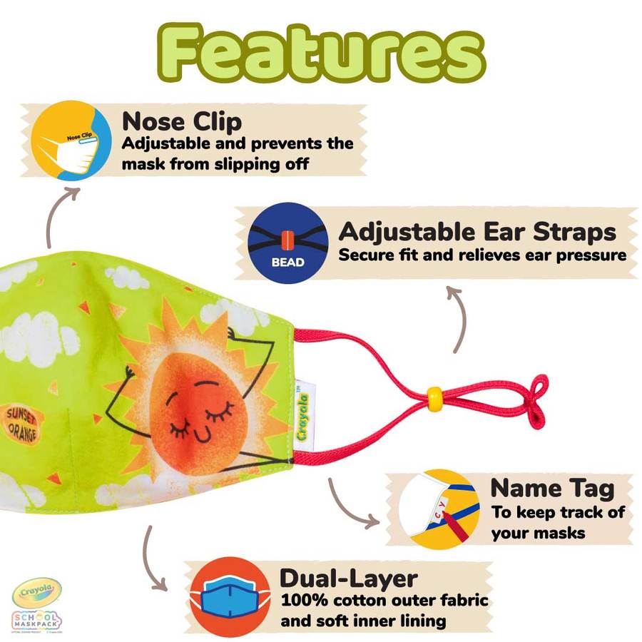 Crayola Kids Reusable Cloth Face Mask Set - Craymoji Colors - Retired ...
