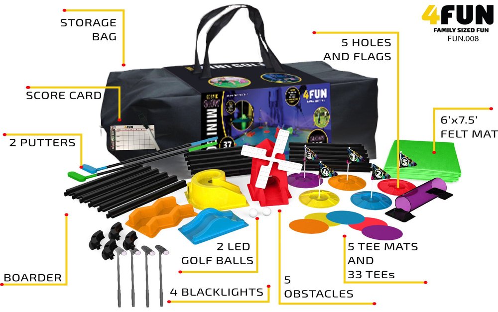 4Fun Deluxe Cosmic Glow in the Dark Mini Golf - Toy Sense