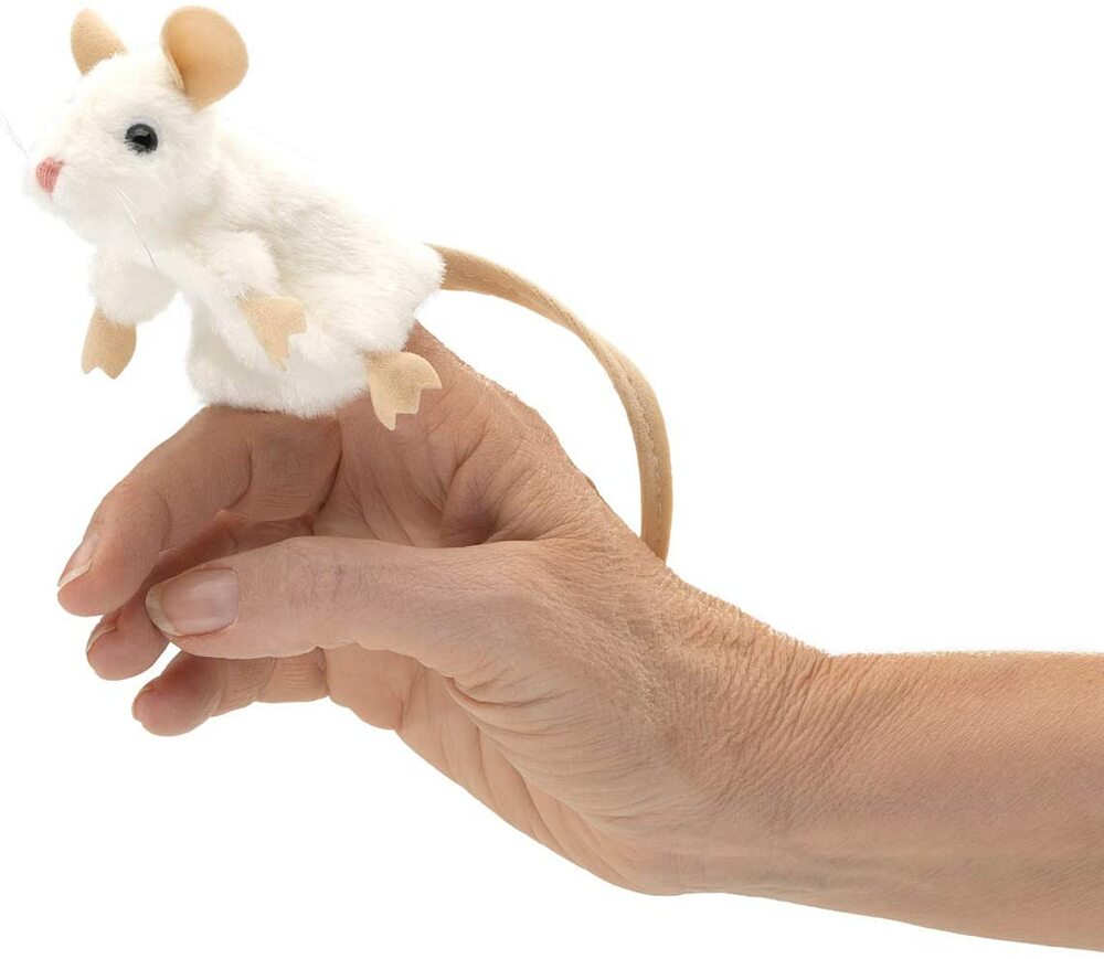 Mini White Mouse Finger Puppet. - Toy Sense