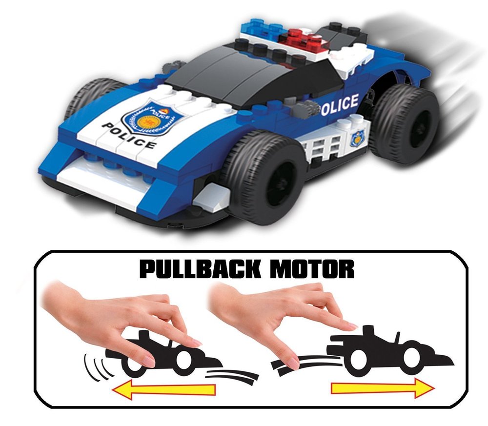 Building Block Pullback Car - Police. - Toy Sense